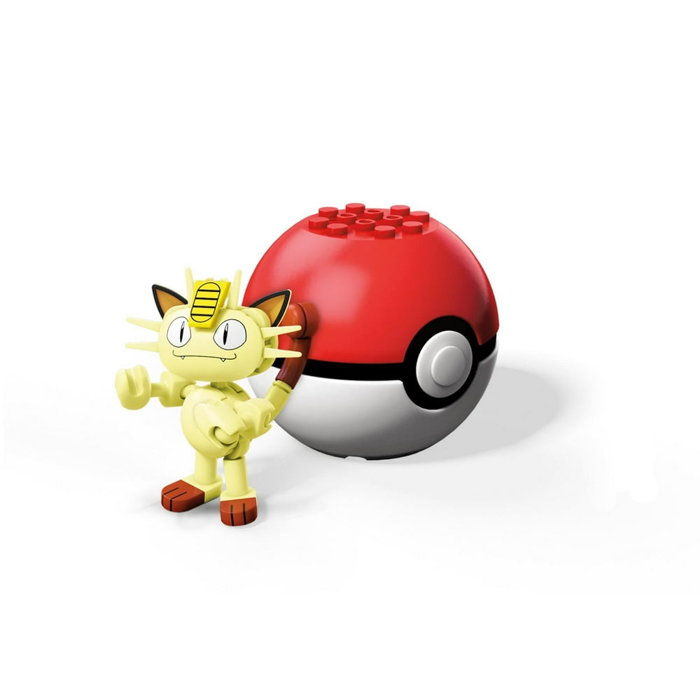 Mega Construx Pokemon Buildable Meowth Figure & Poke Ball - Walmart.com ...