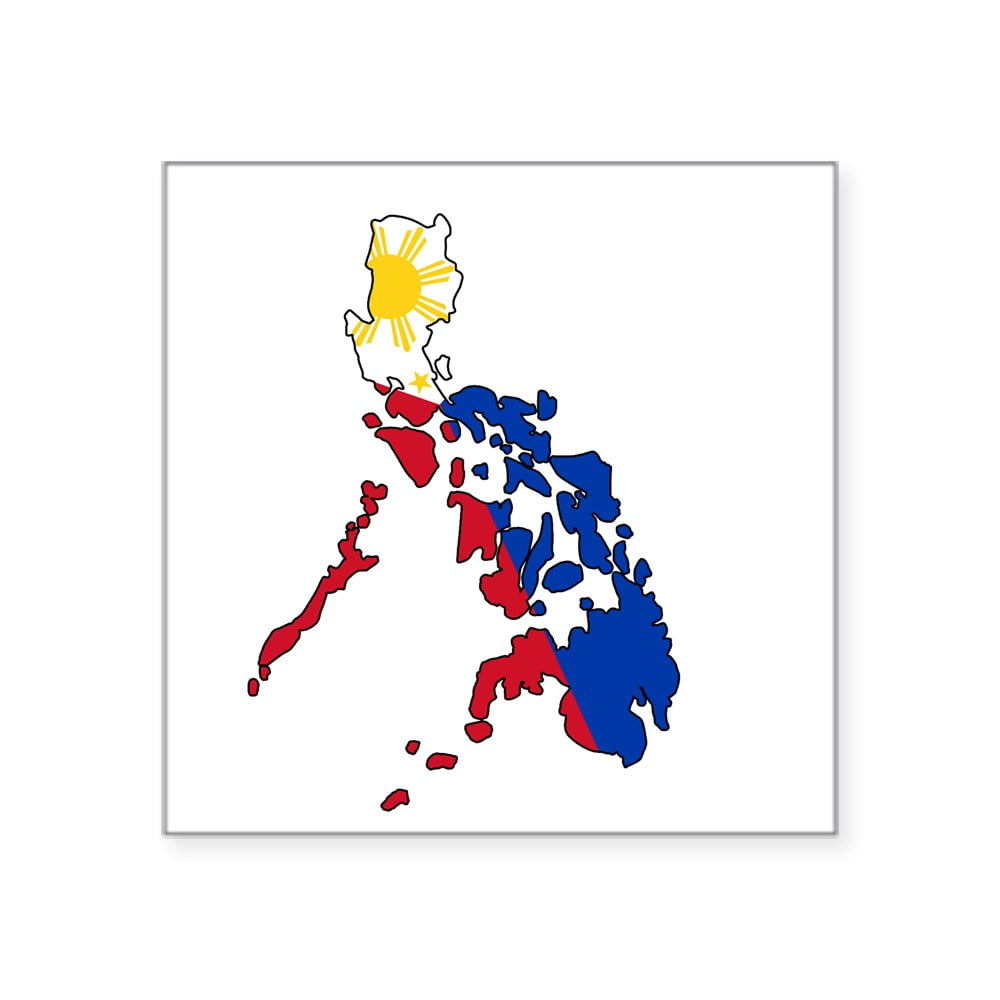 CafePress - Philippine Flag And Map Decal Sticker - Square Sticker 3" x ...