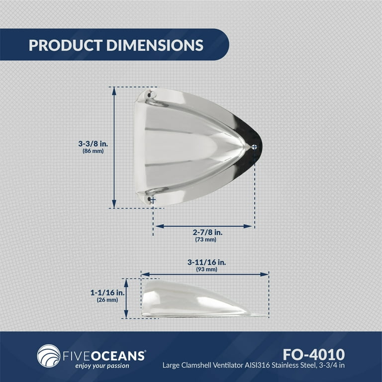 Boat Vent Cover MARINE CITY 304 Stainless Steel Clam Shell Vent Cover ...