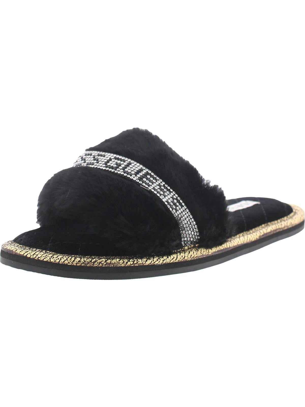Guess Womens Slippy Faux Fur Rhinestone Slide Slippers - Walmart.com