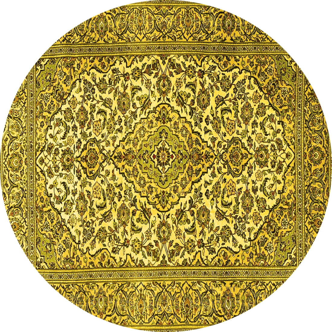 Ahgly Company Indoor Round Medallion Yellow Traditional Area Rugs, 8 ...