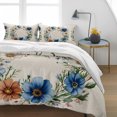 4 Piece Duvet Cover Set Queen, Watercolor Summer Flower Garland Soft ...