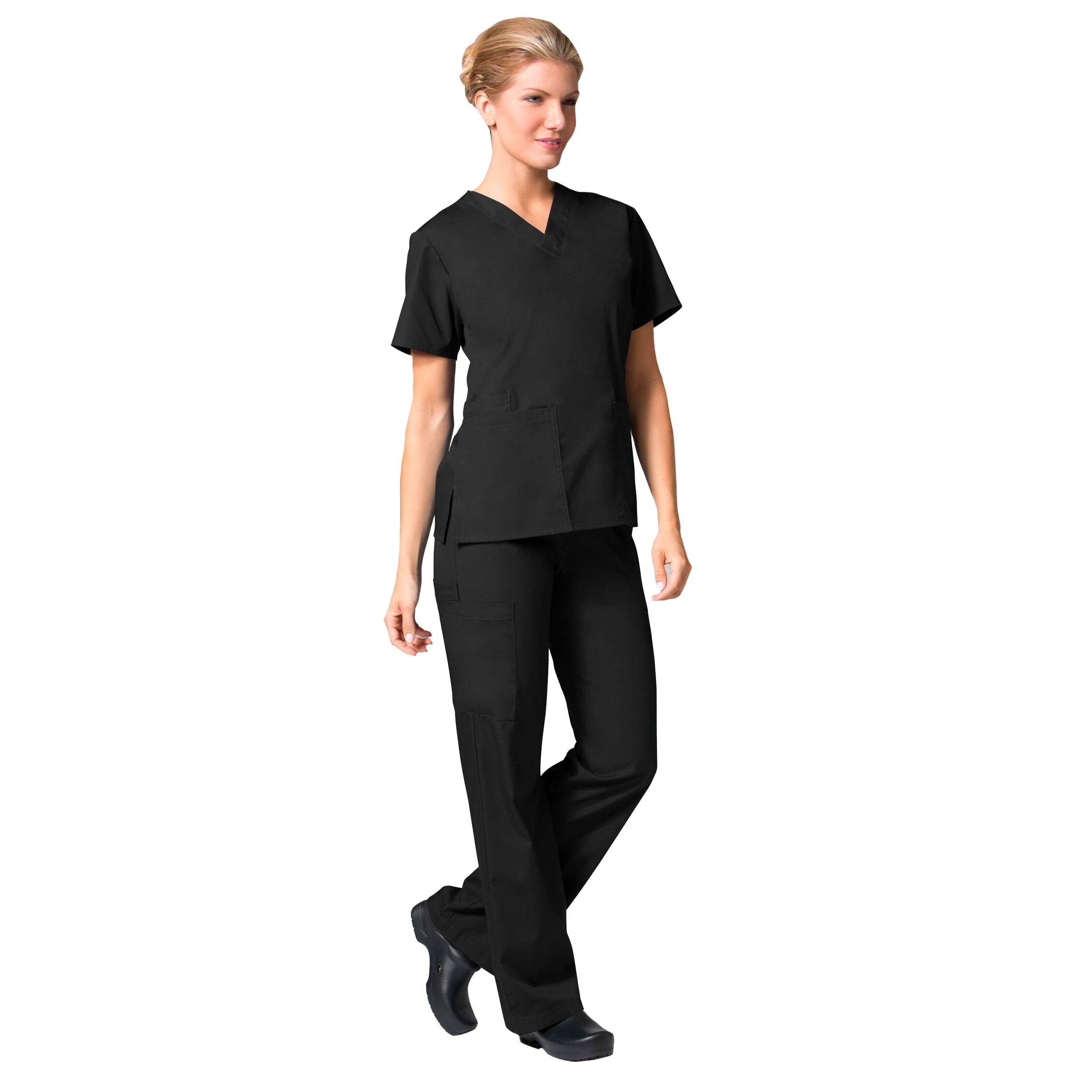 Maevn CORE Women's Classic V-Neck Solid Scrub Top & Full Elastic Band ...