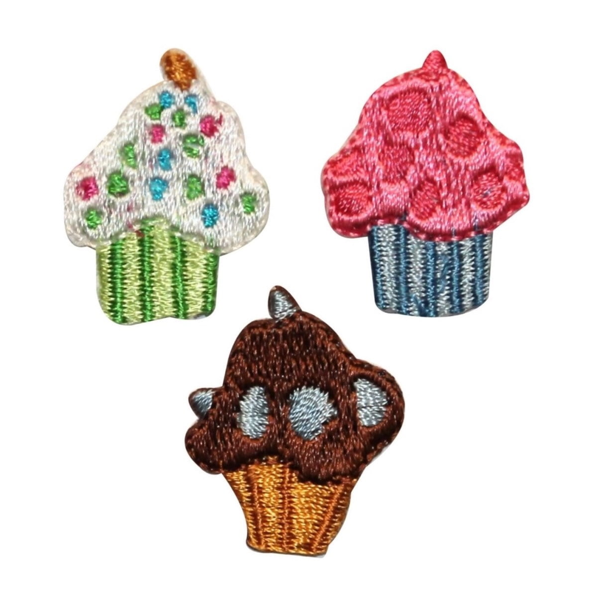ID 1314ABC Set of 3 Cupcake Patches Birthday Cake Embroidered Iron On ...