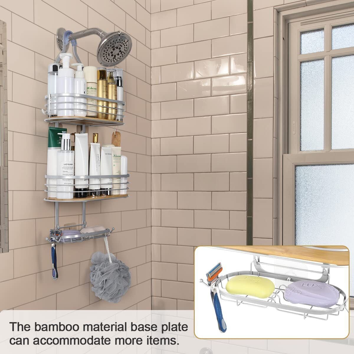 3-Tier Over Shower Screen Caddy Hanging Bathroom Organiser Shower Rack ...