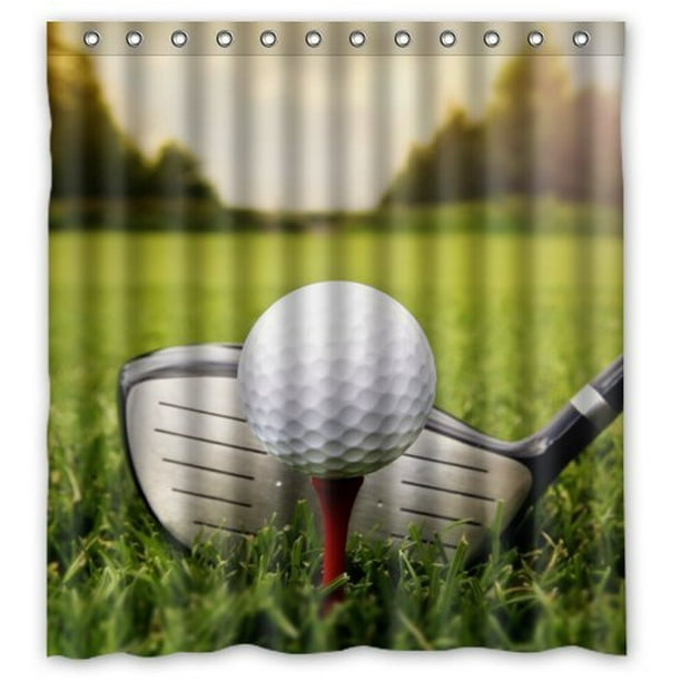 Greendecor Cool Golf Ball Art Waterproof Shower Curtain Set With Hooks