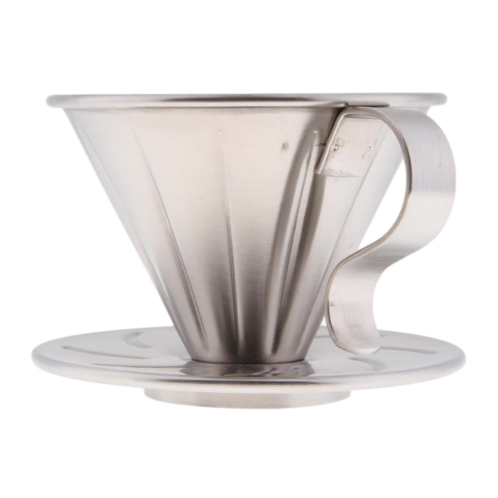Pour Over Cone Coffee Dripper Stainless Steel Single Serve Brewer S ...