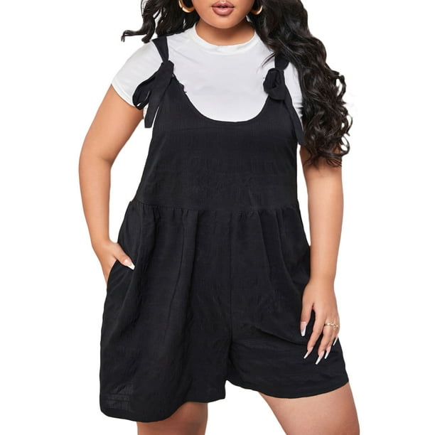 Genuiskids Women Plus Size Shorts Romper Summer Casual Loose Suspender ...