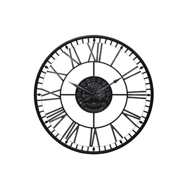 Wall Clock In Dark Brown Finish And Black Roman Numerals - Walmart.com