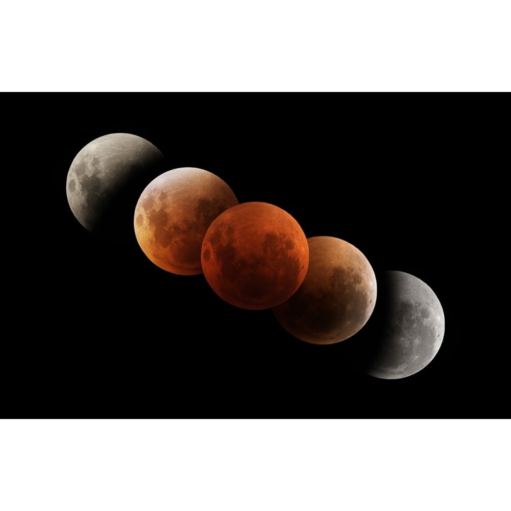 Composite image of lunar eclipse Poster Print (17 x 11) - Walmart.com ...