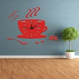 NUOLUX Coffee Time Wall Clock, Red, Acrylic, Decorative Kitchen Decor, 35x25cm - Walmart.com