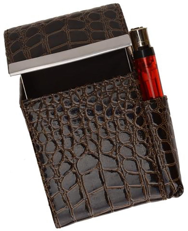 Genuine Leather Cigarette Pack Holder Flip-Top Pouch Smoke Carrying ...
