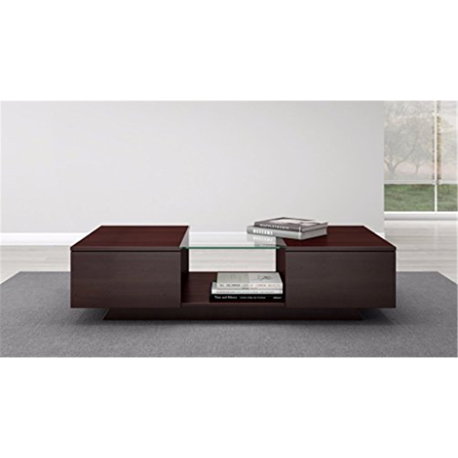 53" Sleek Contemporary Coffee Table in a Wenge Finish - Walmart.com