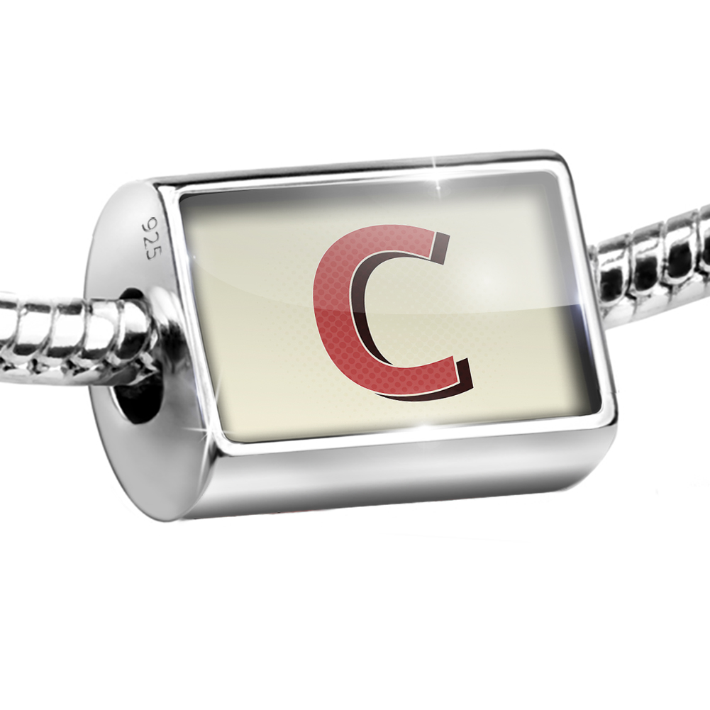 Neonblond Charm Vintage Pop Letter Red C 925 Sterling Silver Bead ...