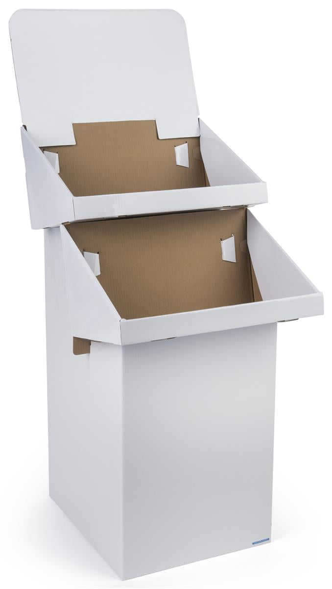 2-Tier Dump Bin for Floor Use, Free-Standing, White Corrugated ...