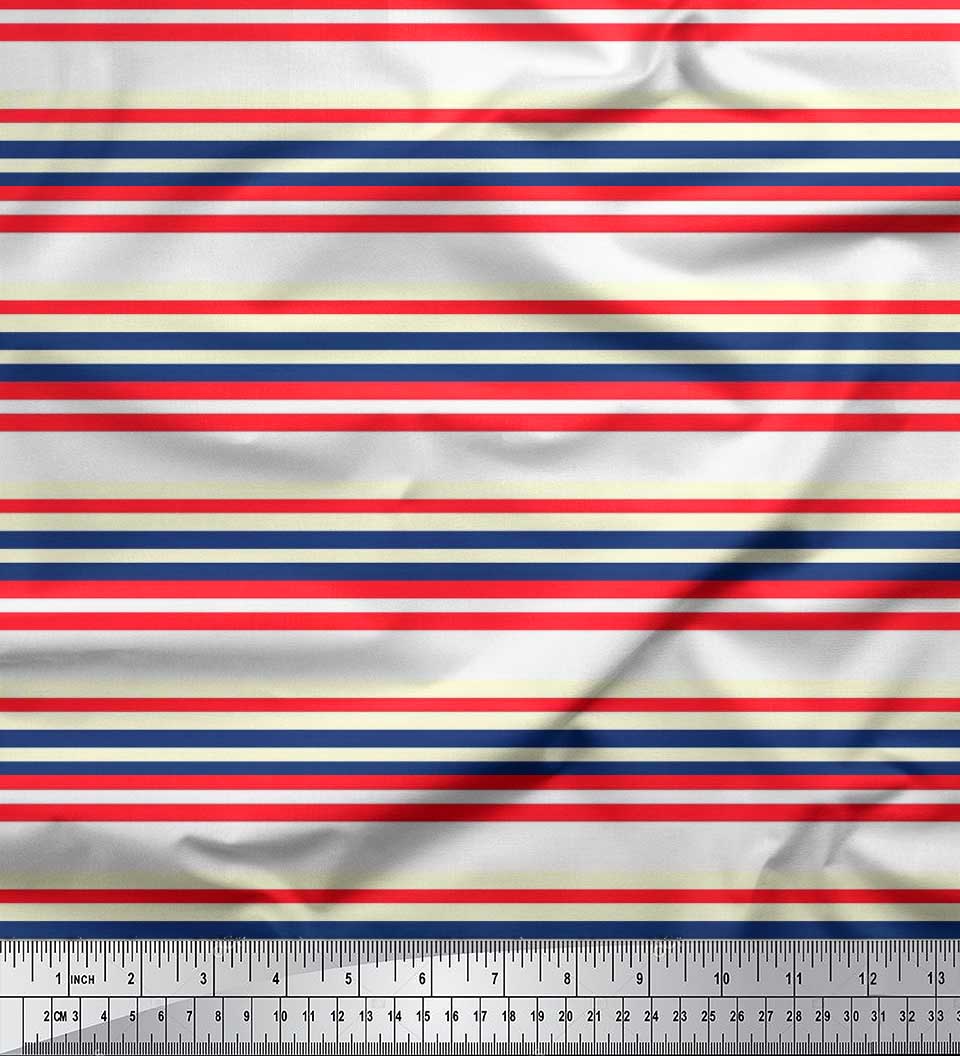 Soimoi Modal Satin Fabric Horizontal Stripe Print Fabric by The Yard 42 ...