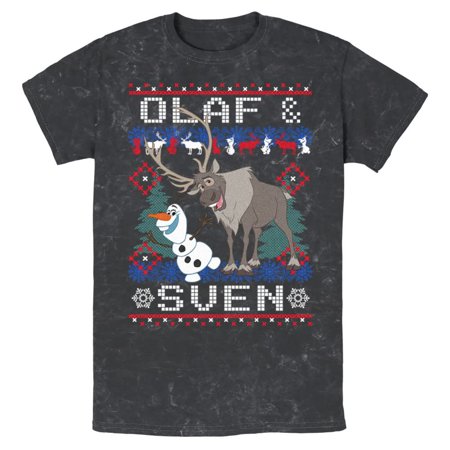 Disney Frozen Olaf and Sven Young Men's Short Sleeve Tee Shirt, Black ...