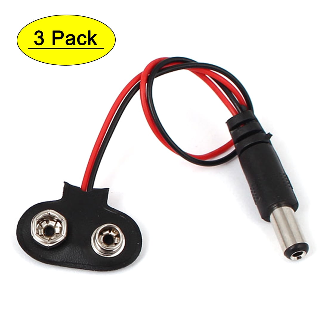 3pcs 9V DC Battery Power Wire Male Plug Clip T-type Connector for ...