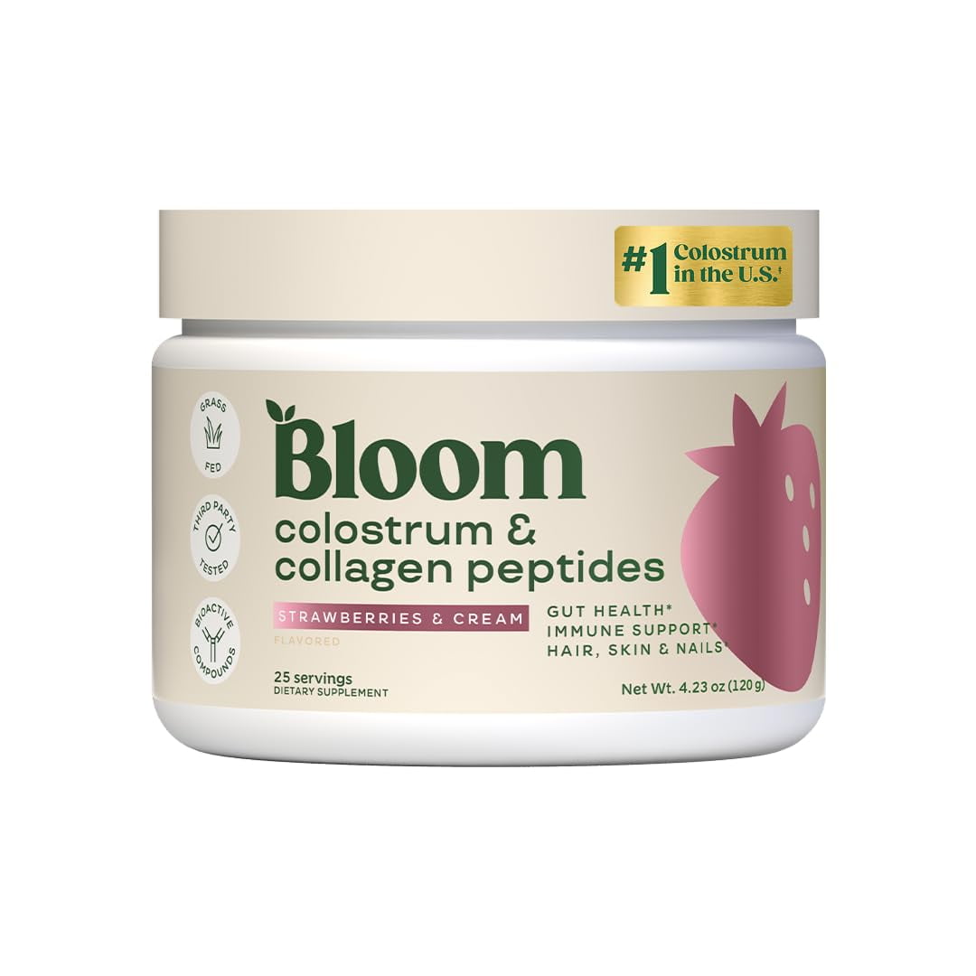 Suplemento Bloom Nutrition, calostro bovino en polvo, 25 porciones ...