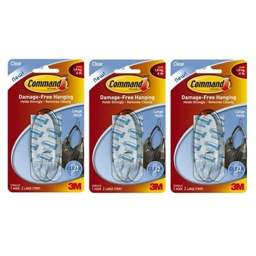 Command Clear Hook with Clear Strips, Large, Damage Free Hanging of ...