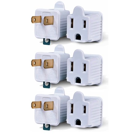 3-Prong to 2-Prong Adapter Grounding Converter 3 Pin to 2 Pin Power AC ...