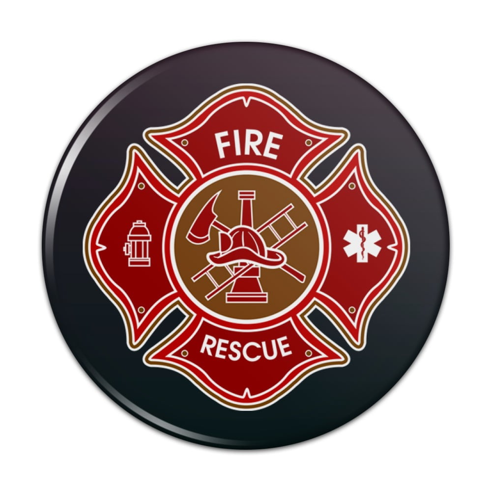 Firefighter Fire Rescue Maltese Cross Pinback Button Pin Badge - 2.25 ...