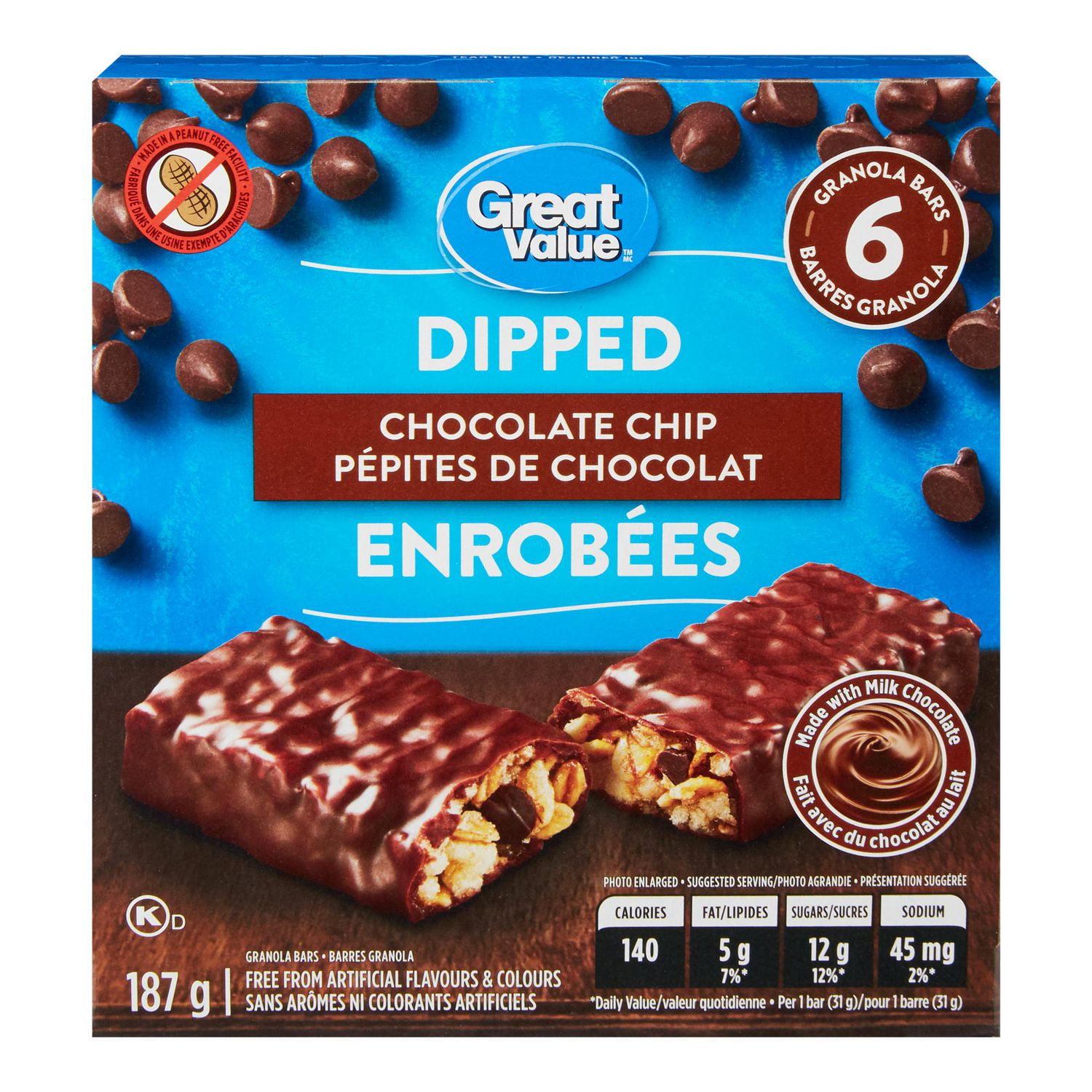Click here for Great Value Dipped Chocolate Chip Granola Bars 187... prices
