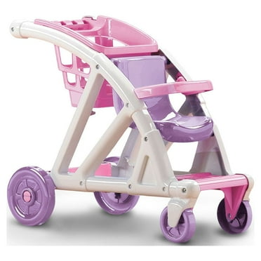 Badger Basket Kids Toy Buggy - Folding Triple Doll Stroller, Pink/Polka ...