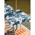 Abstract Blue Ocean Starfish Square Outdoor Tablecloth with Umbrella ...