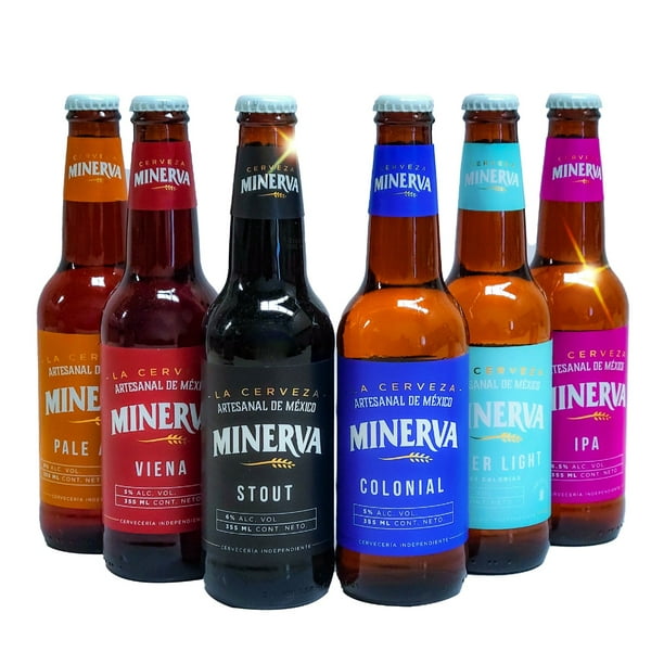 Six Pack Cerveza Artesanal Minerva Surtido 355ml C/u Minerva Light ...