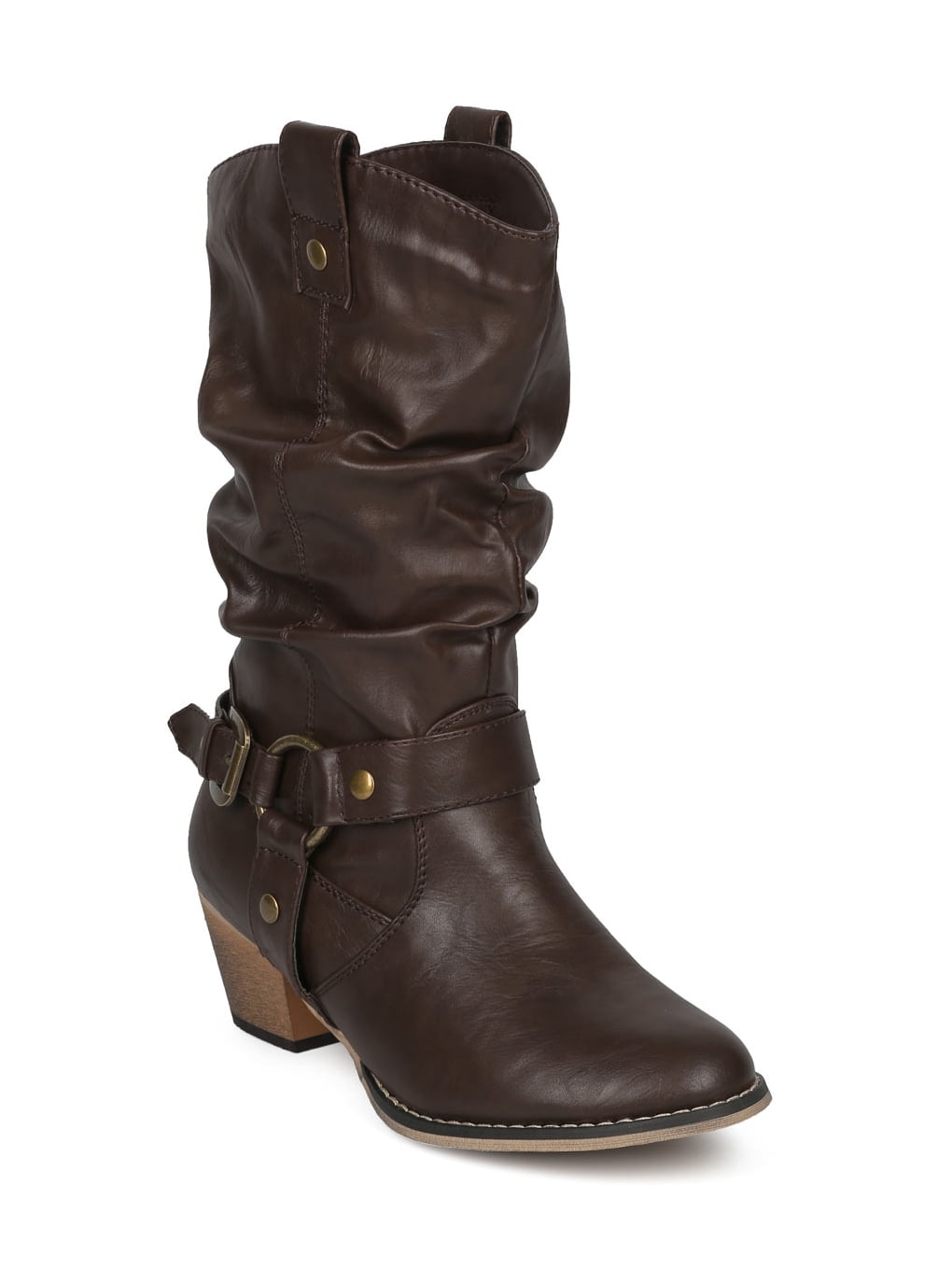 New Women Refresh Wild-02 Leatherette Slouchy O-Ring Western Cowboy ...