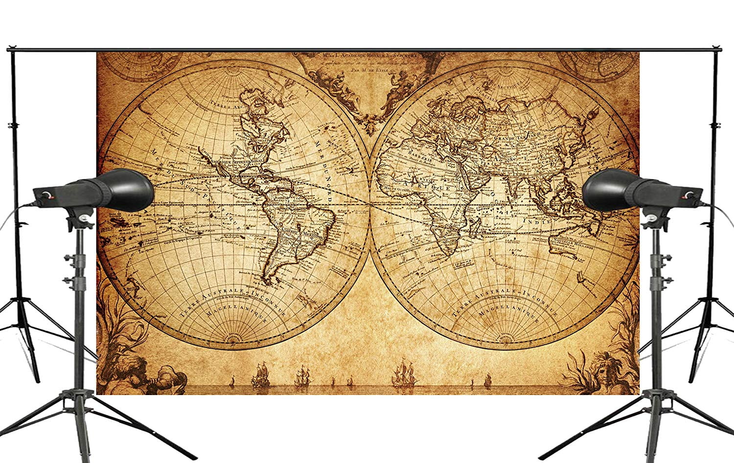 ABPHOTO Polyester Exquisite Ancient World Map Photography Background ...