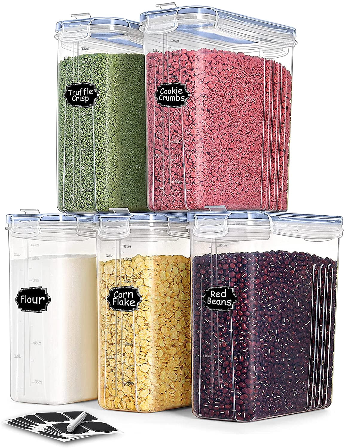 KSCD Large Cereal Dry Food Storage Containers Set, 4L-6Pcs Airtight ...