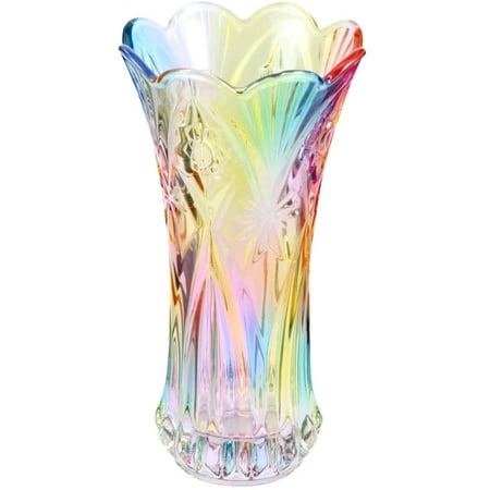 yayagoli Rainbow Glass Vase Modern Flower Plant Vase Decorative Table ...