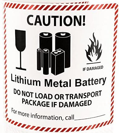 CAUTION - LITHIUM METAL BATTERY Label, 4.5"x 4.75", Peel & Stick-Roll ...