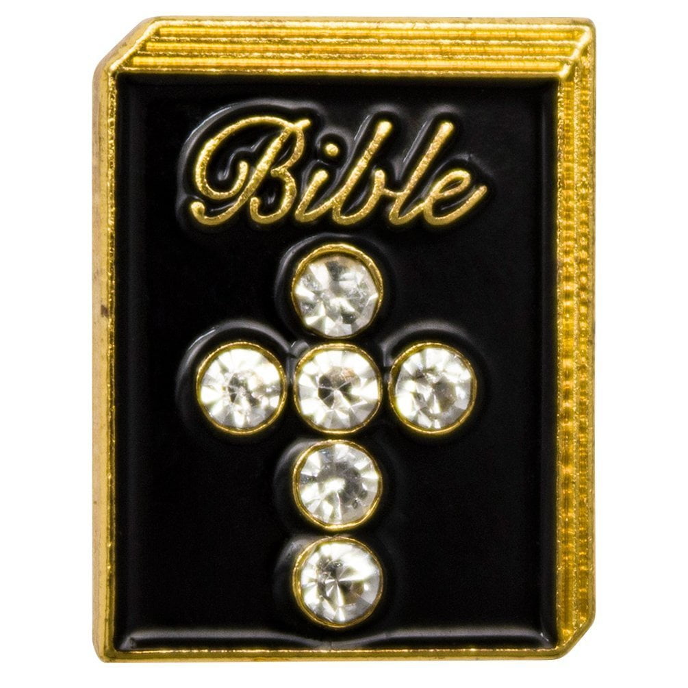 3 Bible Pins with Rhinestone Cross Gold & Black 3 Pins - Walmart.com