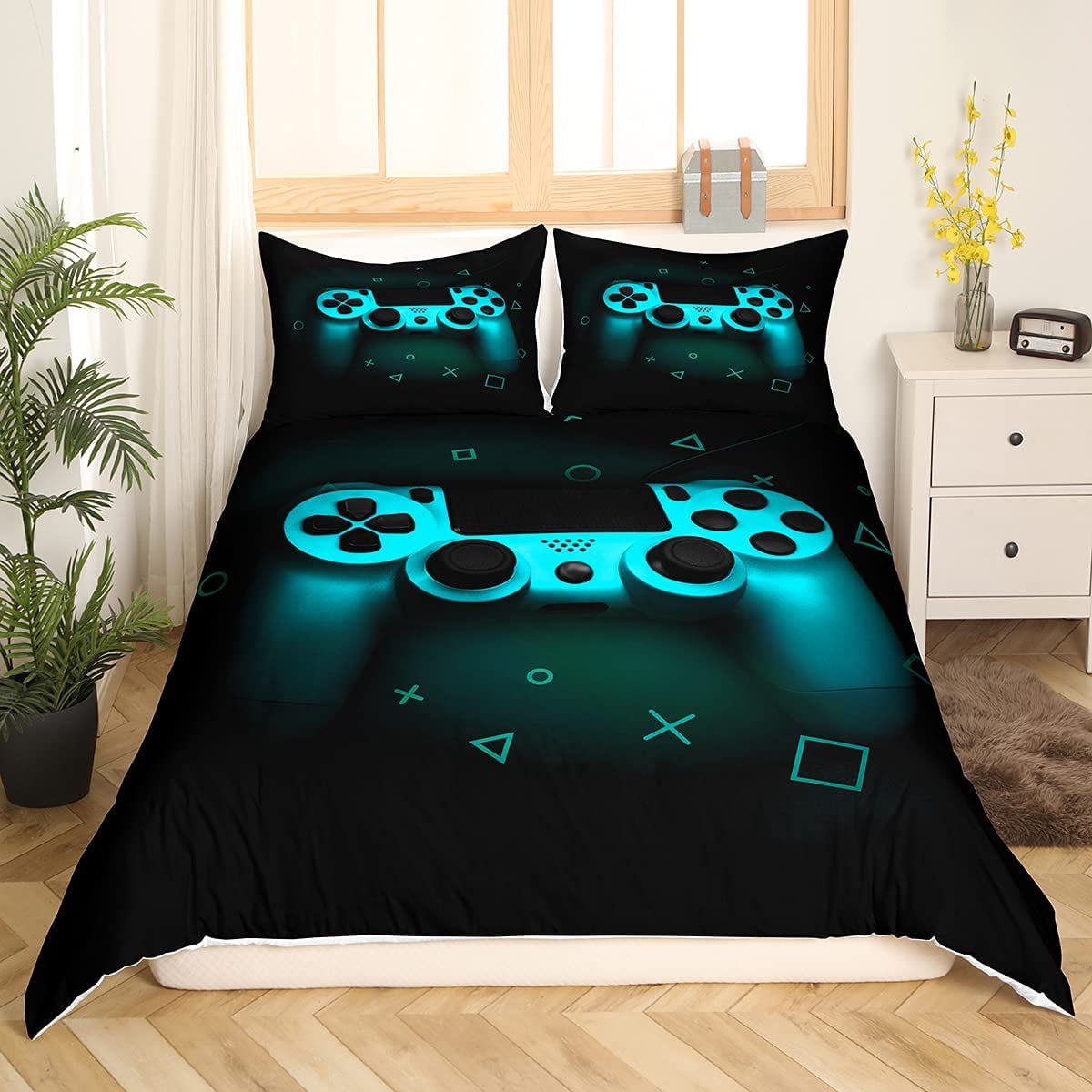 Boys Gamer Comforter Cover Twin Size, Gamepad Bedding Set Kids Young ...