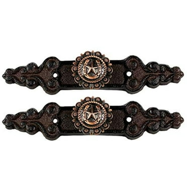 Urbalabs Cast Iron Kitchen Cabinet Handles and Drawer Pulls Western Concho Cross Horseshoe and ...