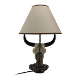 Free Shipping! Zeckos Bull Skull Table Lamp with Beige Fabric Shade ...