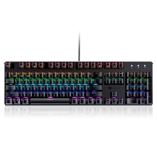 Z-EDGE UK104 104 Keys USB Wired Mechanical Gaming Keyboard, with ...