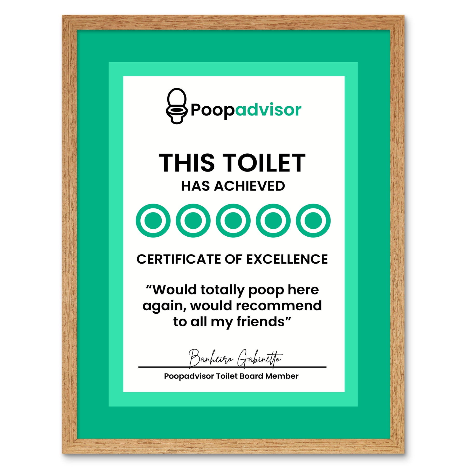 Funny Bathroom Wall Art Five Stars Poop Advisor Toilet Sign Bathroom ...
