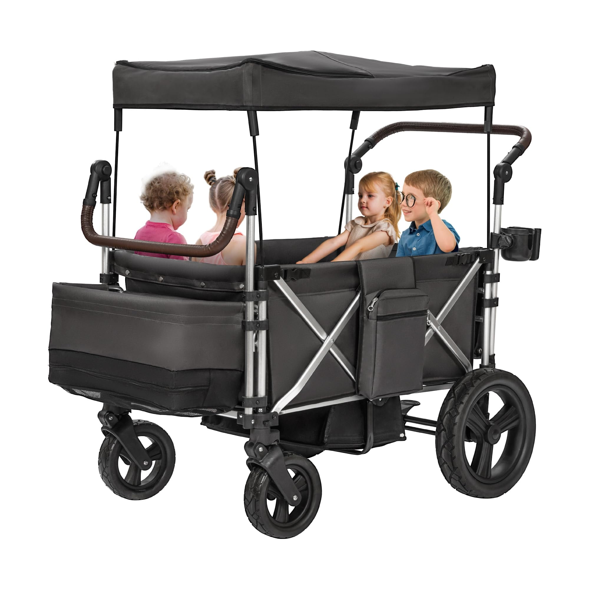 Dovelf Stroller Wagon 4 Seater, Folding Wagon Stroller for 4 Kids ...