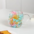 Double Layer Glass Cup Double-wall Glass Mug with Dried Flower Design ...