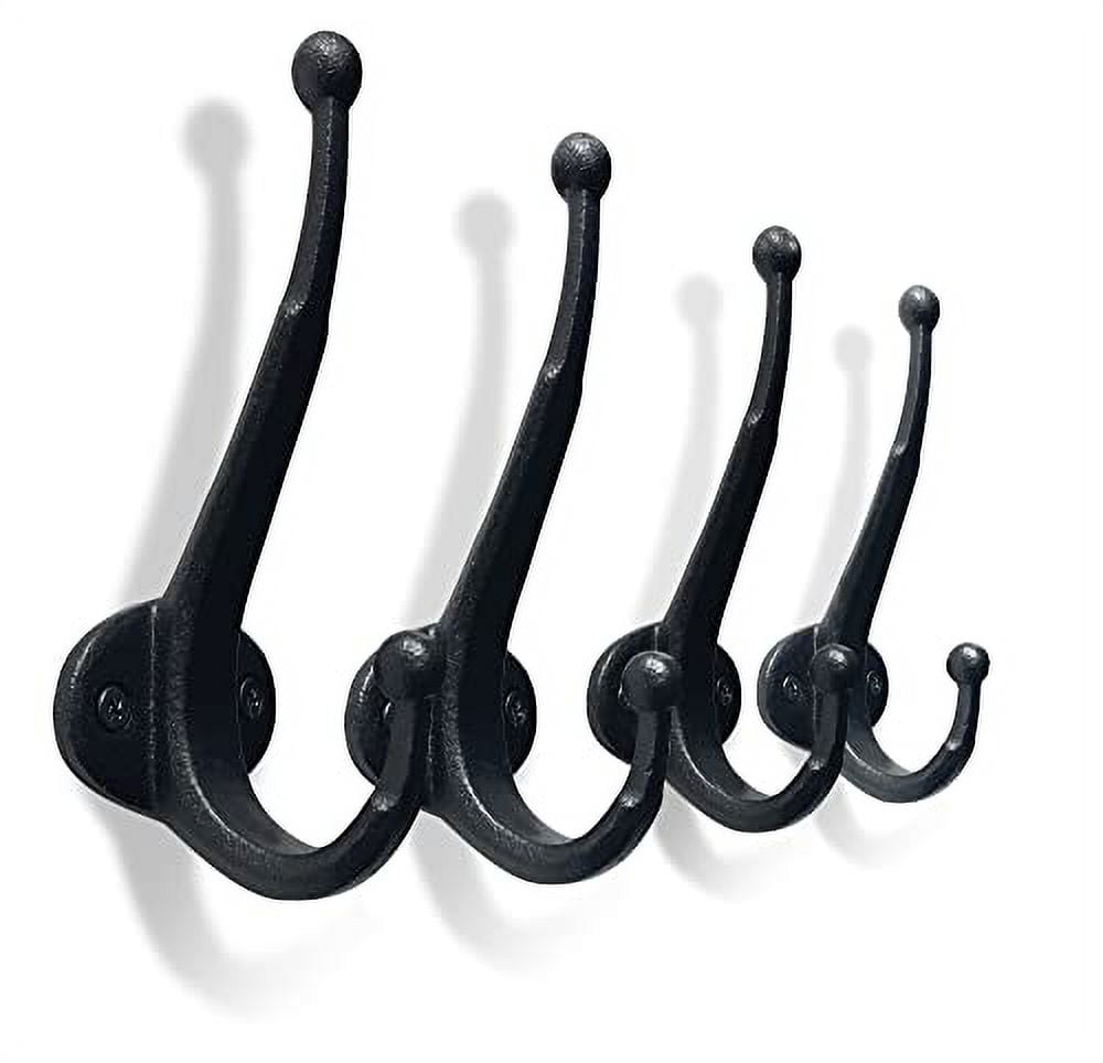 NACH Modern Double Prong Wall Hooks - Heavy Duty Black Hooks - Mudroom ...
