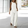 Ailaofu Women's Two Piece Summer Set, Sleeveless Round Neck Vest Top ...