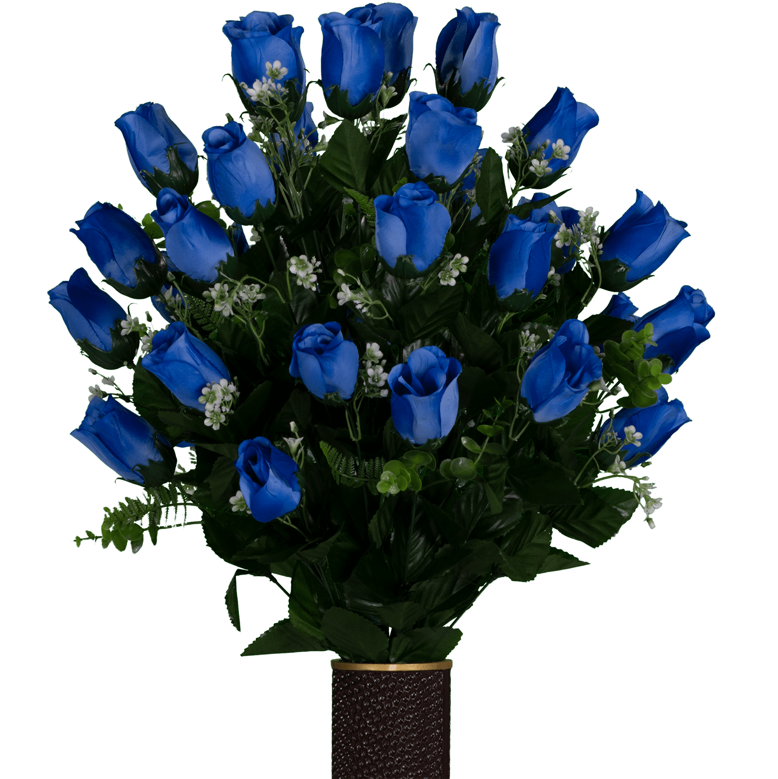 Sympathy Silks Artificial Cemetery Flowers 28" Blue Rose Buds for a ...