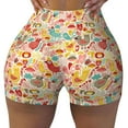 Lsque Colorful Chicken Pattern High Waisted Biker Shorts for Women-Tummy Control Fitness ...