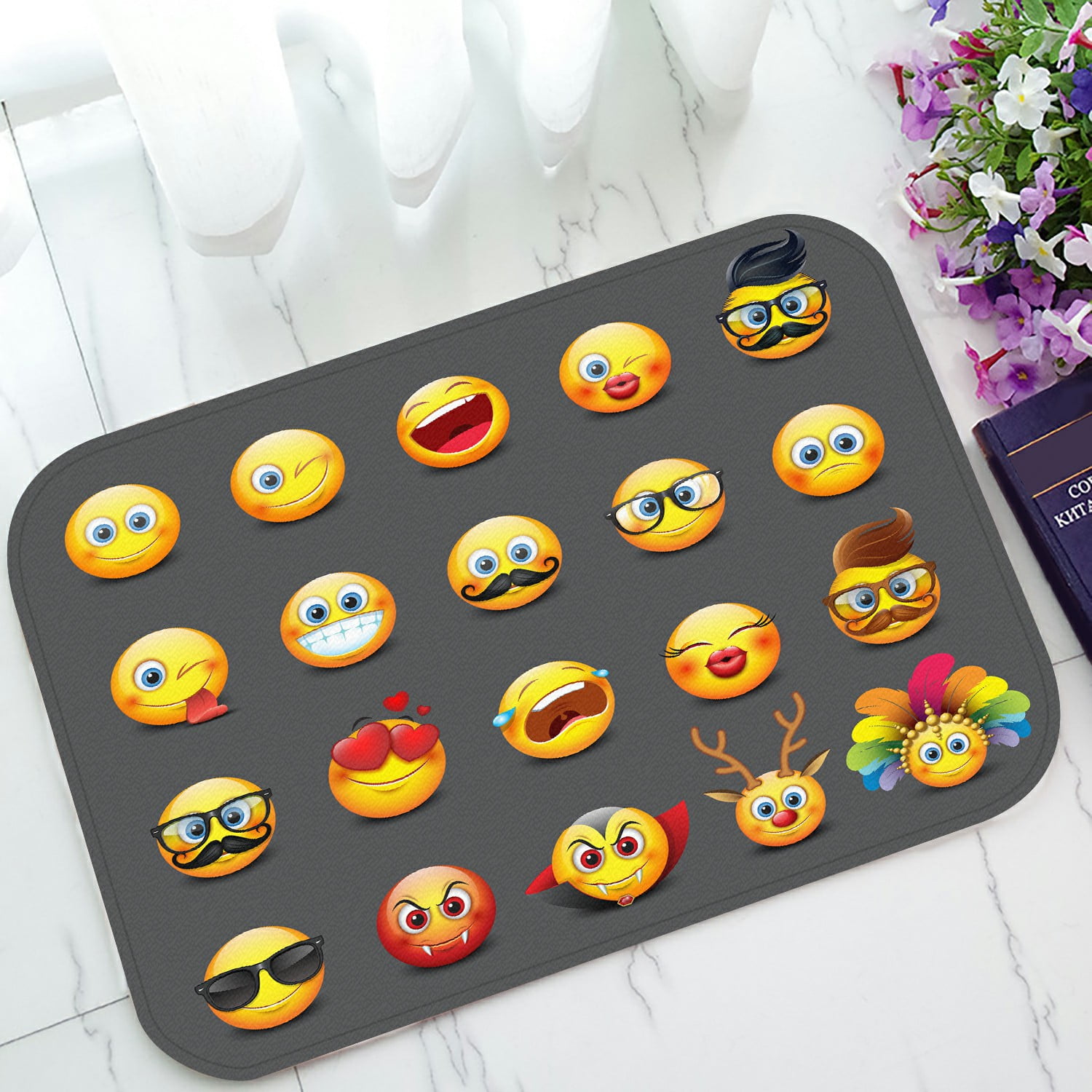 ECZJNT Cute emoticons set emoji smiley Welcome Doormat Bath Mat Rug ...