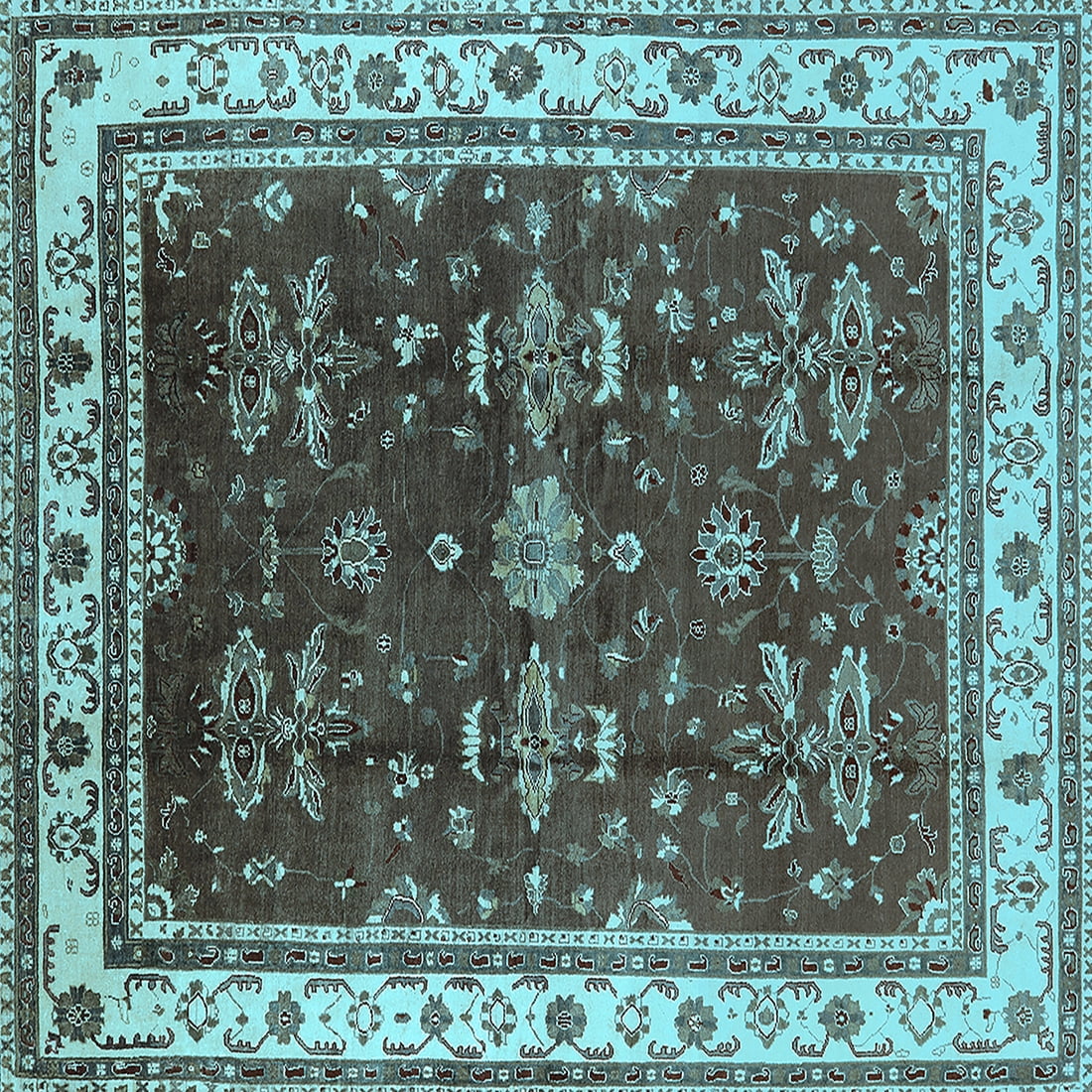 Ahgly Company Indoor Square Oriental Light Blue Traditional Area Rugs ...