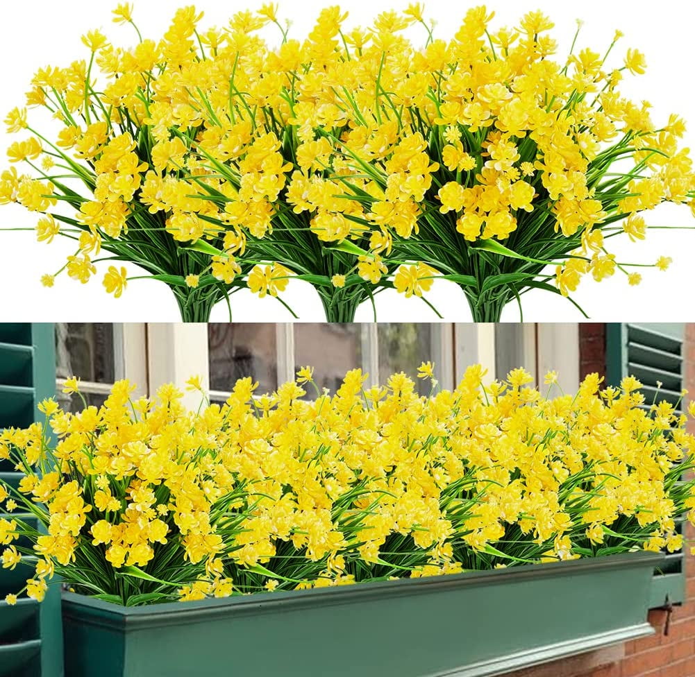 Zukuco Artificial Outdoor Flowers, Fake UV Resistant Foliage Greenery ...